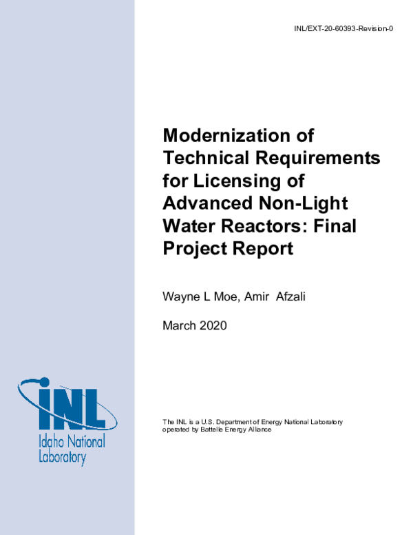 (PDF) Modernization of Technical Requirements for Licensing of Advanced Non-Light Water Reactors ...