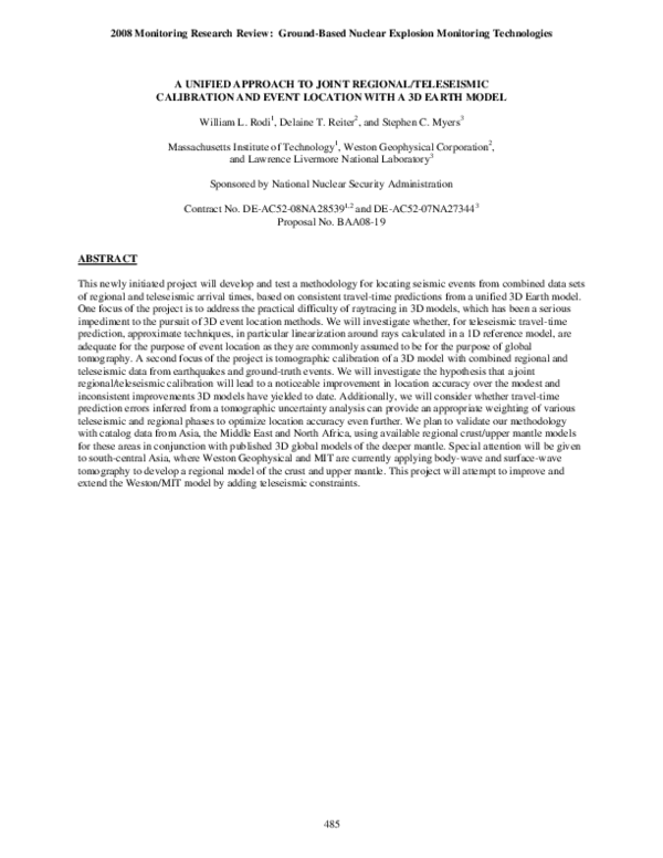 (PDF) A Unified Approach to Joint Regional/Teleseismic Calibration and ...