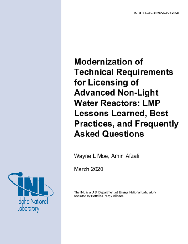 (PDF) Modernization of Technical Requirements for Licensing of Advanced ...