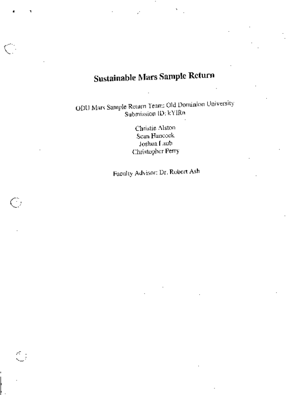 (PDF) Sustainable Mars Sample Return