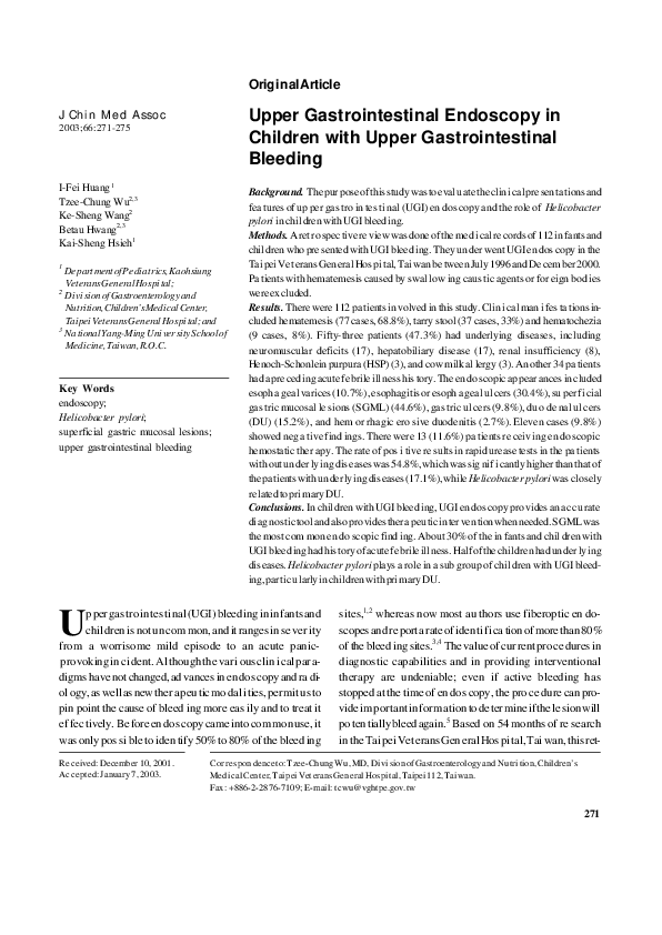 (PDF) Upper gastrointestinal endoscopy in children with upper ...