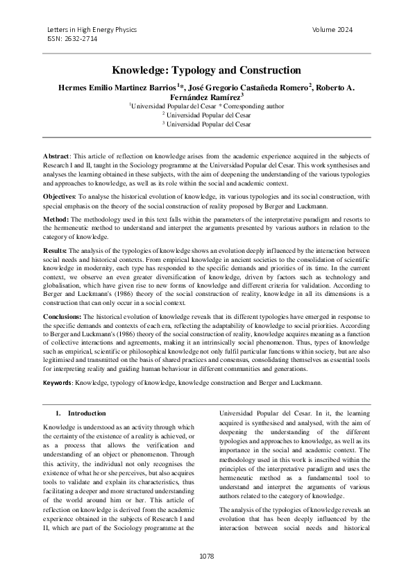 (PDF) Knowledge: Typology and Construction