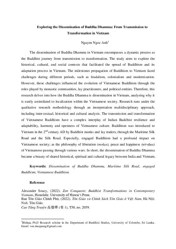 (PDF) Exploring the Dissemination of Buddha Dhamma: From Transmission ...