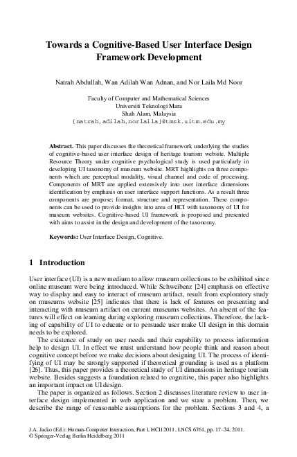 (PDF) Towards a Cognitive-Based User Interface Design Framework Development