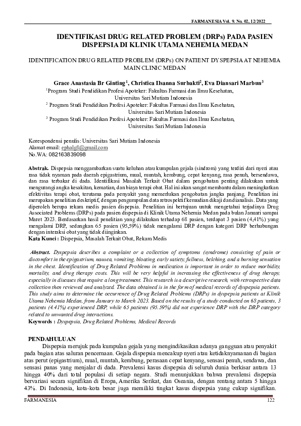 (PDF) IDENTIFIKASI DRUG RELATED PROBLEM (DRPs) PADA PASIEN DISPEPSIA DI ...