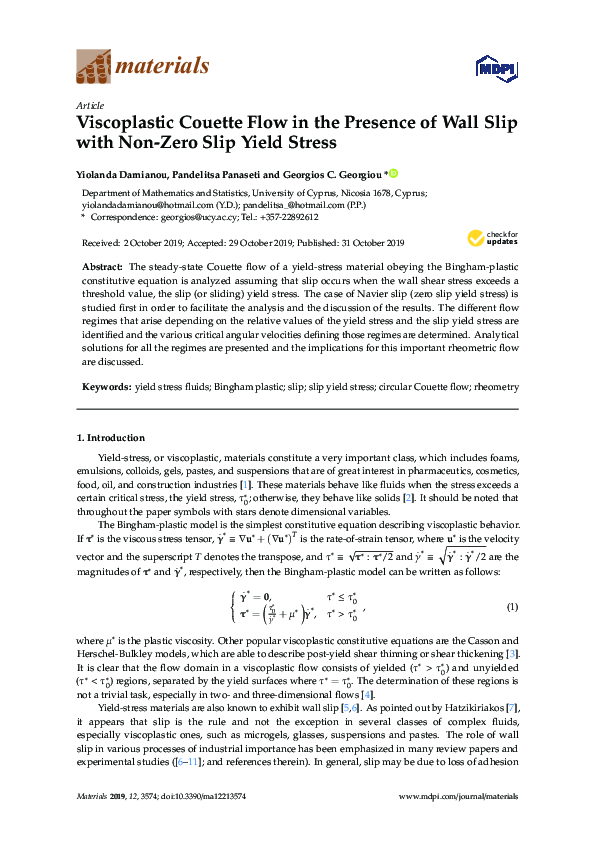 (PDF) Viscoplastic Couette Flow in the Presence of Wall Slip with Non ...