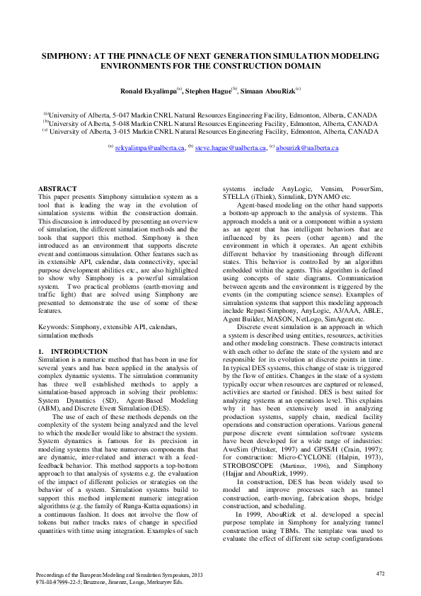 (PDF) SIMPHONY: at the pinnacle of next generation simulation modeling environments for the ...