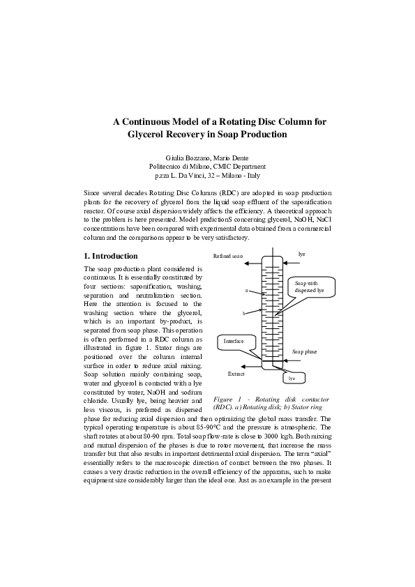 (PDF) A Continuous Model of a Rotating Disc Column for Glycerol ...