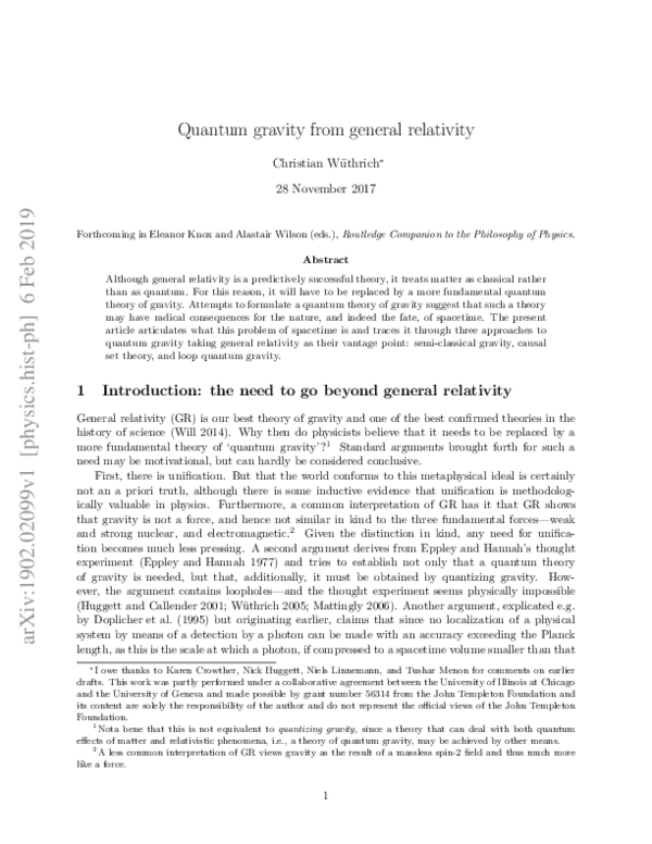 (PDF) Quantum gravity from general relativity