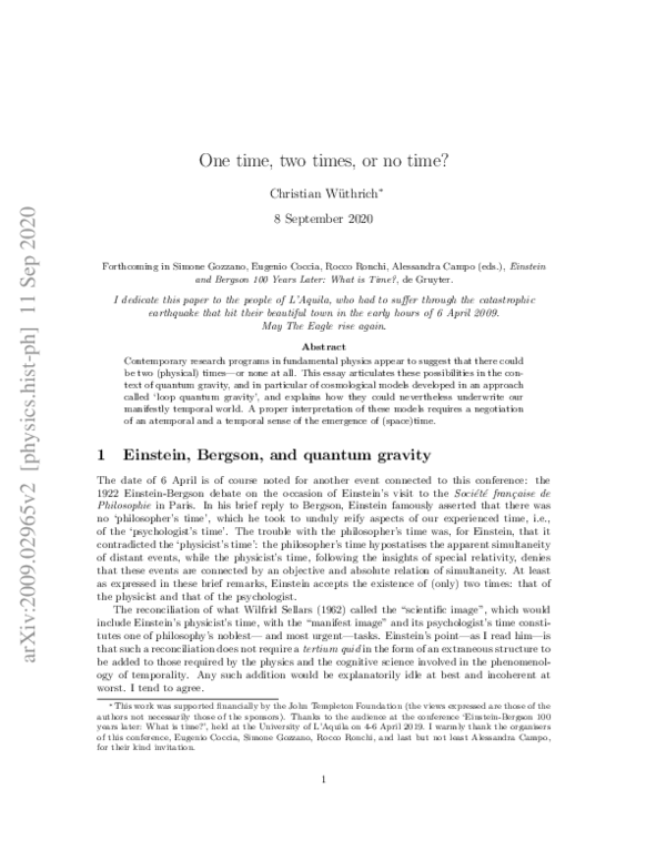 (PDF) One time, two times, or no time? | Christian Wuthrich - Academia.edu