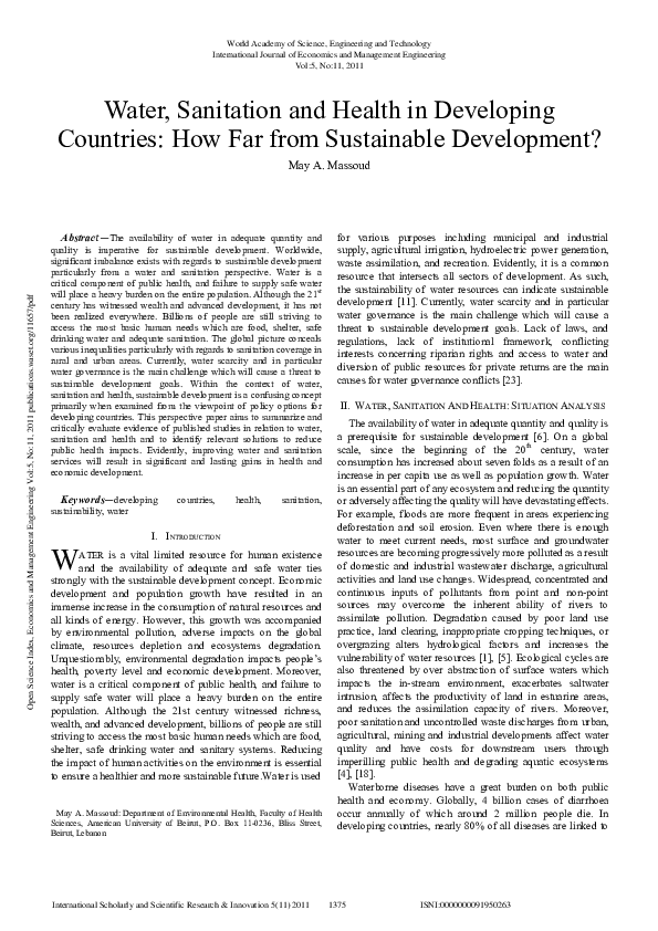(PDF) Water, Sanitation and Health in Developing Countries: How Far ...