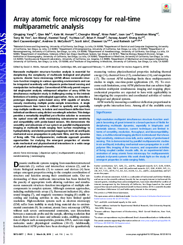 (PDF) Array atomic force microscopy for real-time multiparametric analysis