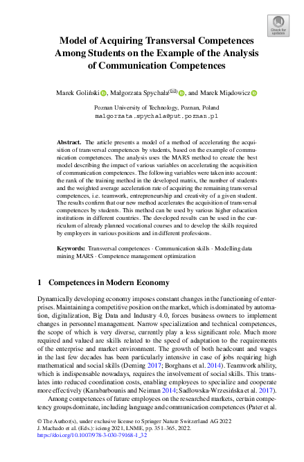 (PDF) Model of Acquiring Transversal Competences Among Students on the ...