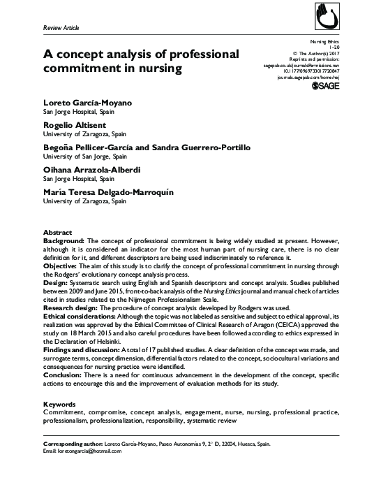 (PDF) A concept analysis of professional commitment in nursing