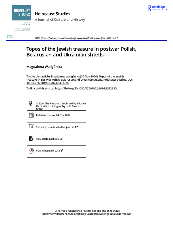 (PDF) Topos of the Jewish treasure in postwar Polish, Belarusian and ...