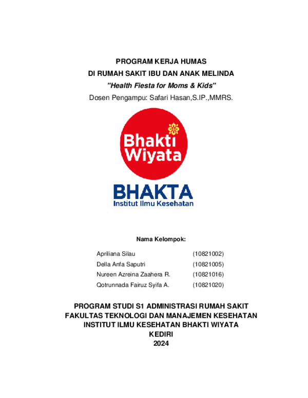 (PDF) PROGRAM KERJA HUMAS DI RUMAH SAKIT IBU DAN ANAK MELINDA "Health ...