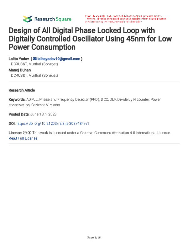 (PDF) Design of All Digital Phase Locked Loop with Digitally Controlled ...