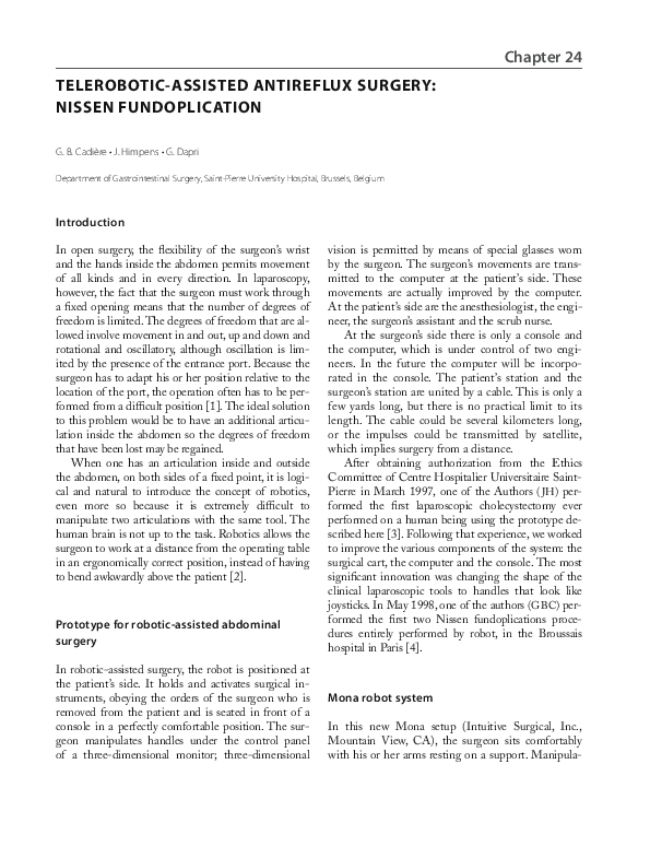 (PDF) Telerobotic-Assisted Antireflux Surgery: Nissen Fundoplication