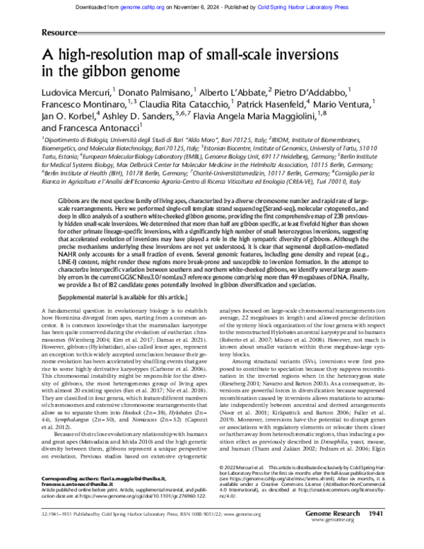(PDF) A high-resolution map of small-scale inversions in the gibbon genome