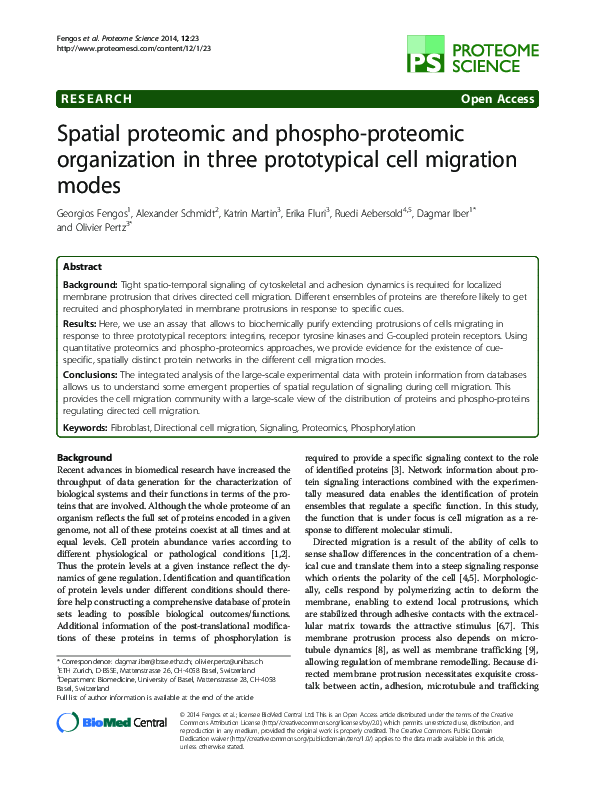 (PDF) Spatial proteomic and phospho-proteomic organization in three prototypical cell migration ...