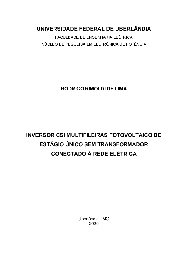 (PDF) Inversor CSI multifileiras fotovoltaico de estágio único sem ...