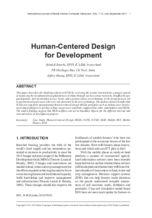 (PDF) Human-Centered Design for Development