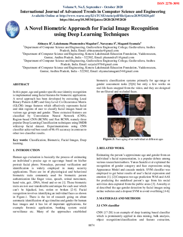 (PDF) A Novel Biometric Approach for Facial Image Recognition using Deep Learning Techniques