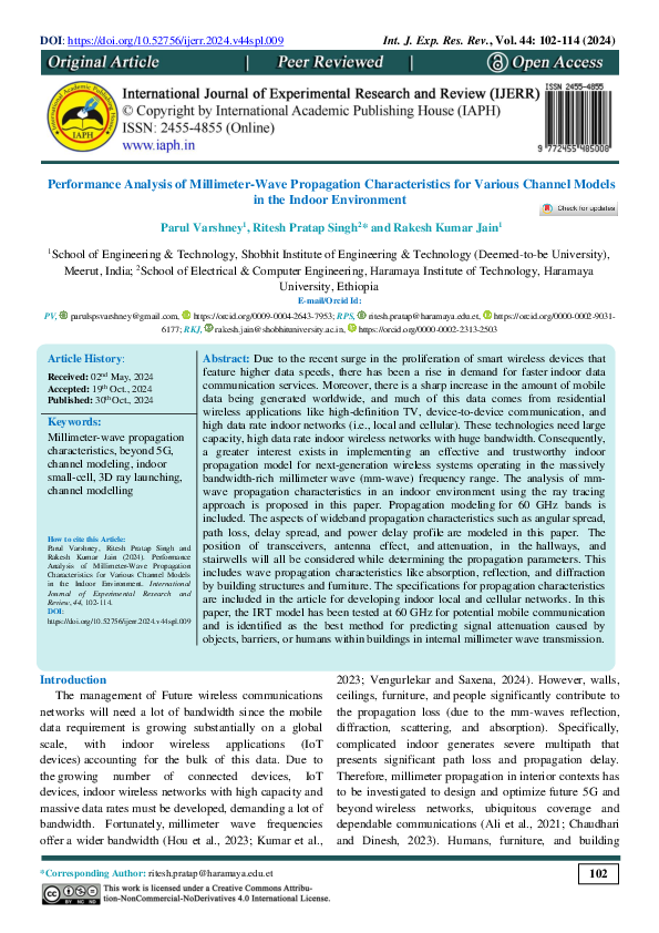 (PDF) Performance Analysis of Millimeter-Wave Propagation Characteristics for Various Channel ...