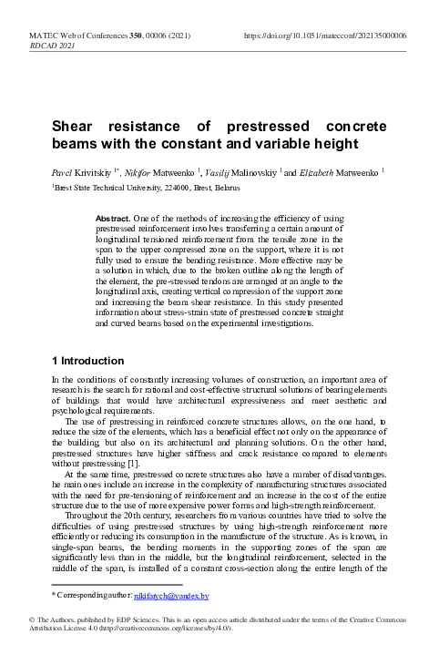(PDF) Shear resistance of prestressed concrete beams with the constant ...