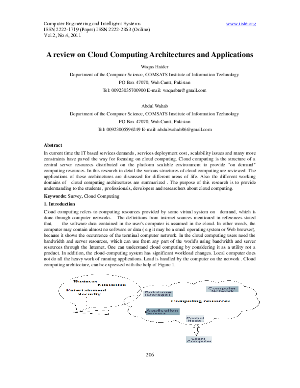 (PDF) A review on Cloud Computing Architectures and Applications