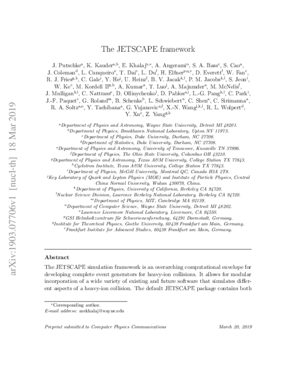 (PDF) The JETSCAPE framework