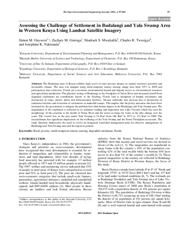 (PDF) Assessing the Challenge of Settlement in Budalangi and Yala Swamp ...