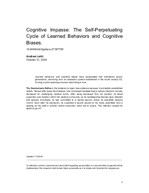 (PDF) Cognitive Impasse The Self Perpetuating Cycle of Learned ...