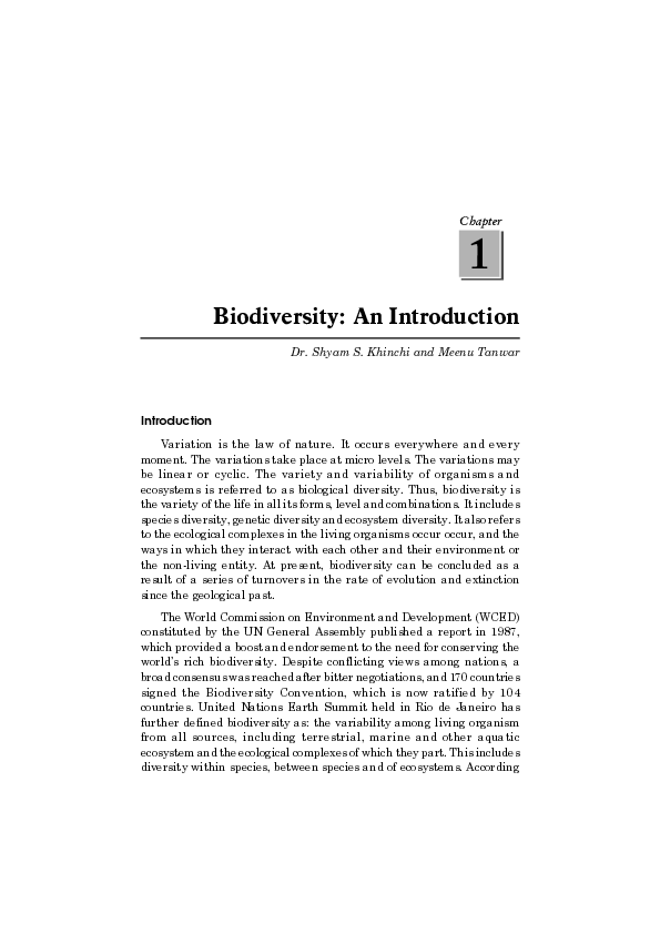 (PDF) Biodiversity: An Introduction