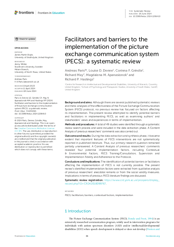 (PDF) Facilitators and barriers to the implementation of the picture ...