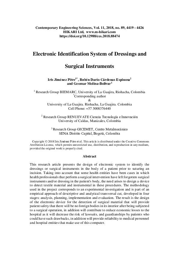 (PDF) Electronic identification system of dressings and surgical ...