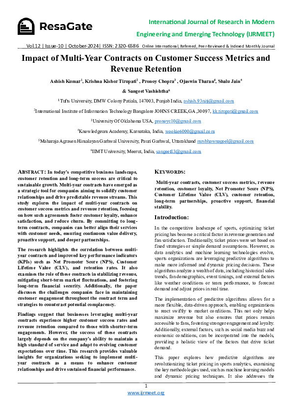(PDF) Impact of Multi Year Contracts on Customer Success Metrics and ...