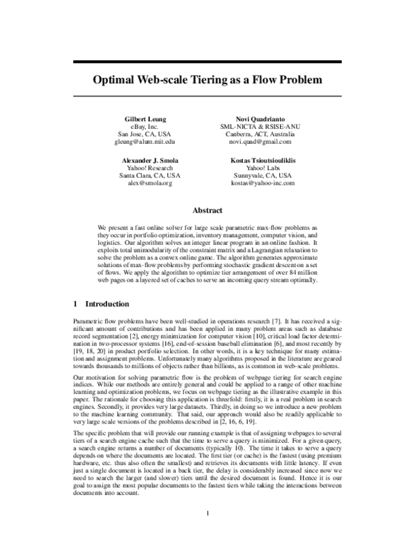 (PDF) Optimal Web-Scale Tiering As a Flow Problem
