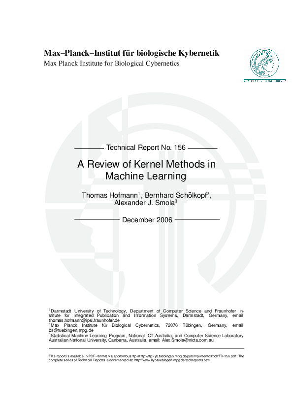 (PDF) A review of kernel methods in machine learning