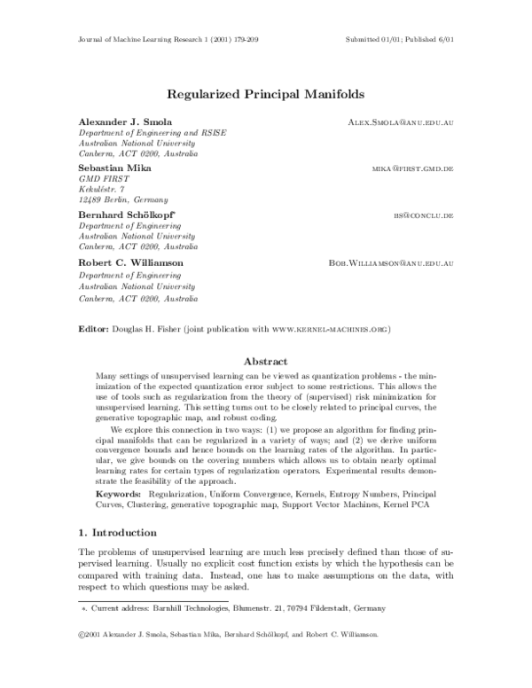 (PDF) Regularized Principal Manifolds