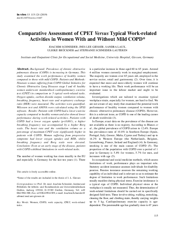 (PDF) Comparative Assessment of CPET Versus Typical Work-related ...