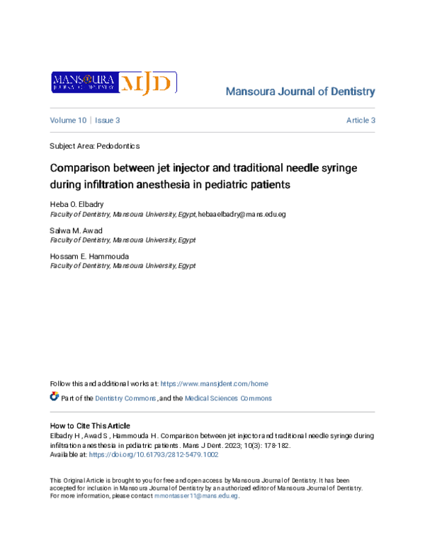 Pdf Comparison Between Jet Injector And Traditional Needle Syringe