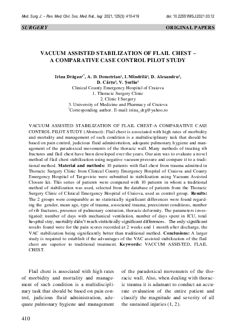 (PDF) Vacuum assisted stabilization of flail chest – a comparative case ...