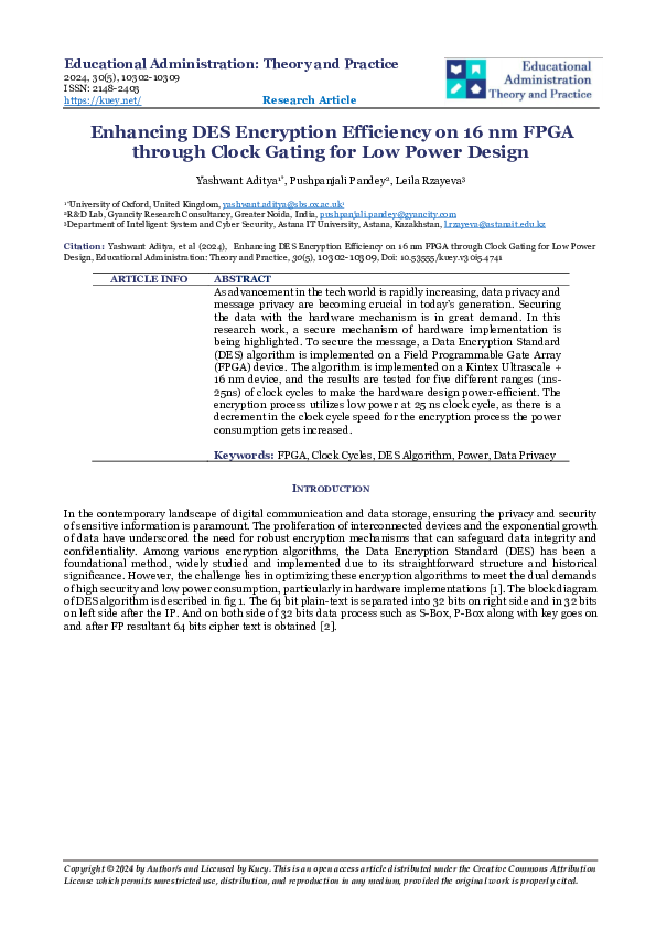 Pdf Enhancing Des Encryption Efficiency On 16 Nm Fpga Through Clock