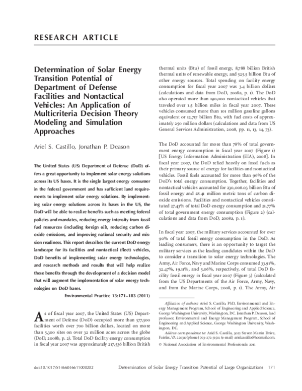 Pdf Research Article Determination Of Solar Energy Transition Potential Of Department Of