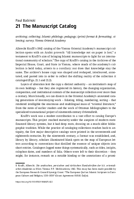 (PDF) The Manuscript Catalog (proofs)