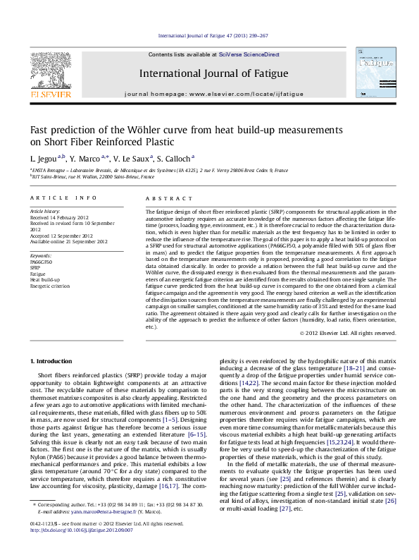 (PDF) Fast prediction of the Wöhler curve from heat build-up ...