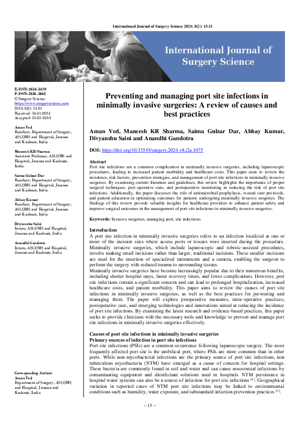 (PDF) Preventing and managing port site infections in minimally ...