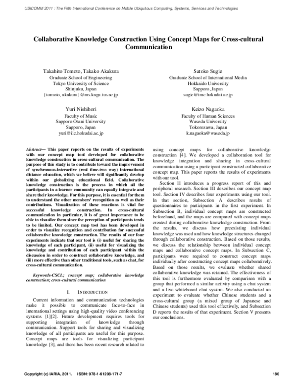 (PDF) Collaborative knowledge construction using concept maps for cross-cultural communication