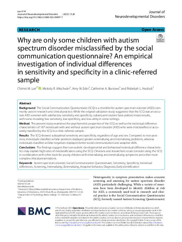 (PDF) Why are only some children with autism spectrum disorder ...
